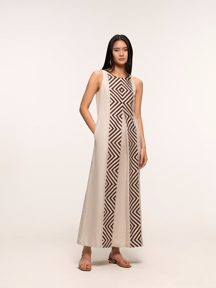 Beige Geometries Long Dress – Chula Fashion